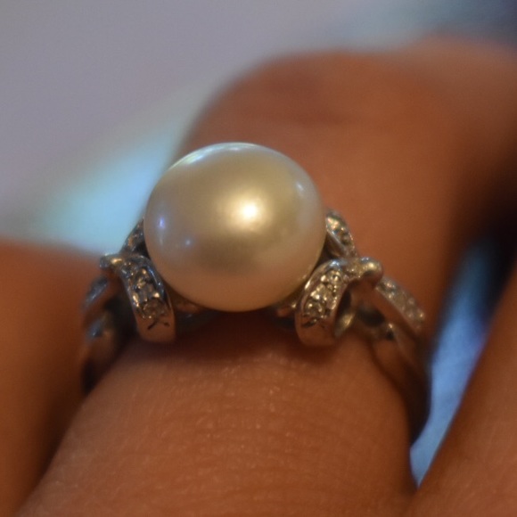 JTV | Jewelry | Authentic Pearl Diamond Sterling Silver Ring | Poshmark